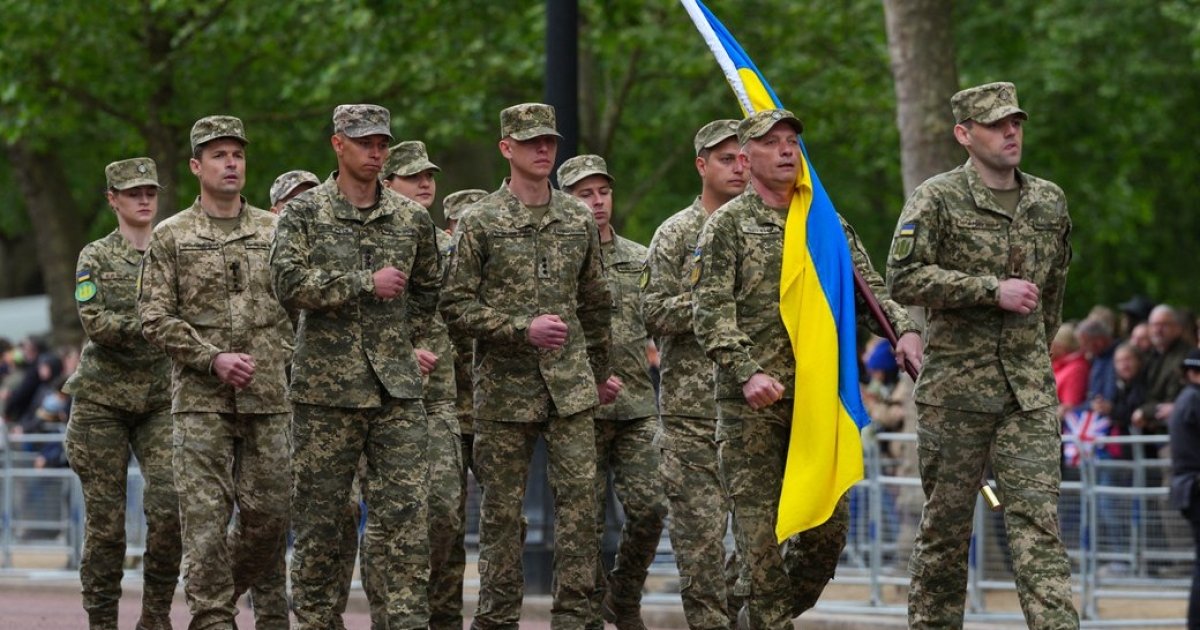 Victory in Europe Day. Ukrainian Armed Forces soldiers join the parade ...